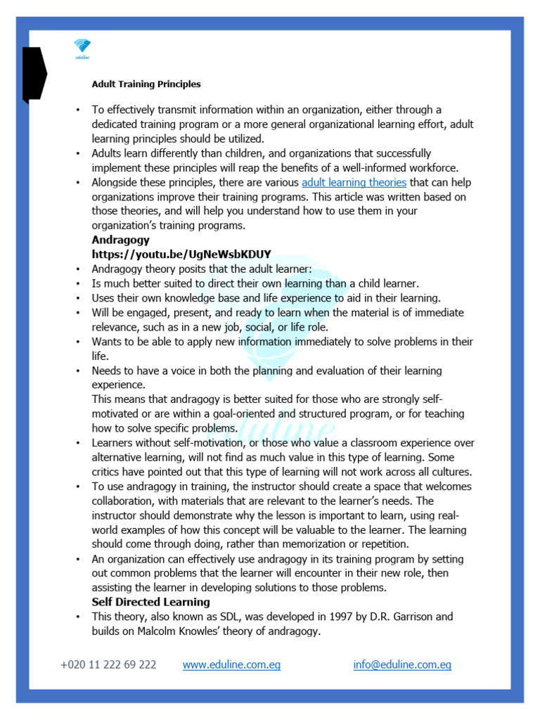 Adult Learning Principles for Training | PDF | Learning ...