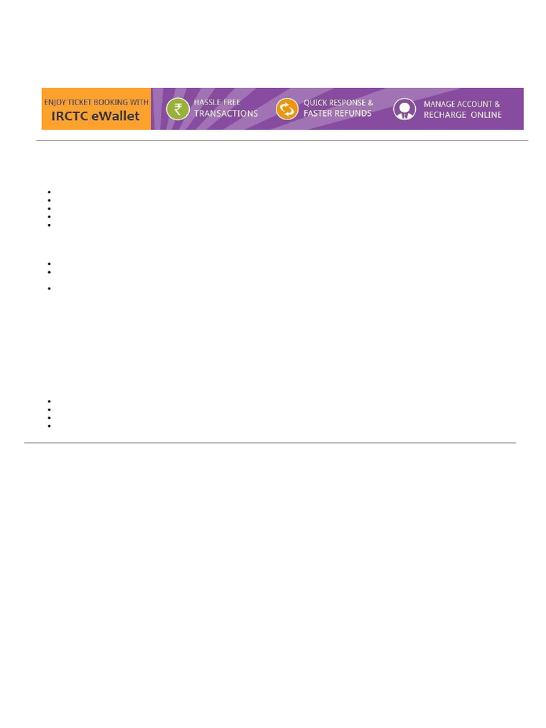 IRCTC eWallet: Fast Ticket Payments | PDF