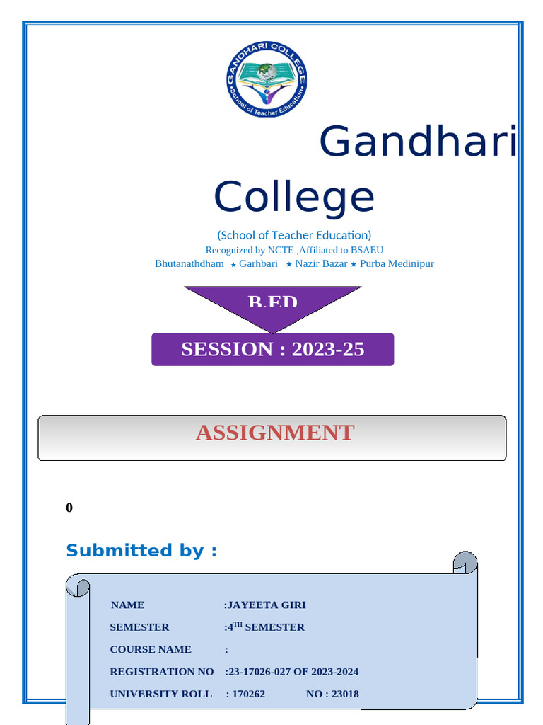 Front Page For 3rd Sem l1d | PDF