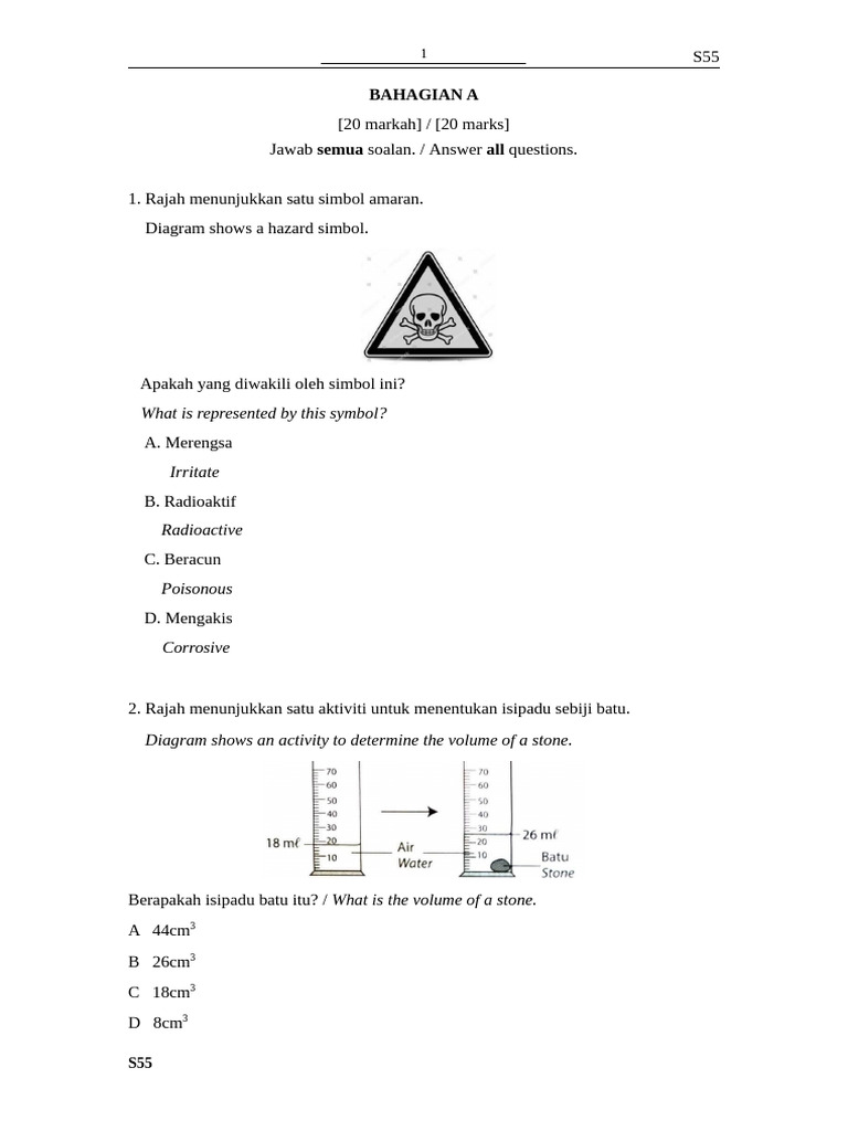 Uasa Sains Form 1 2024 | PDF