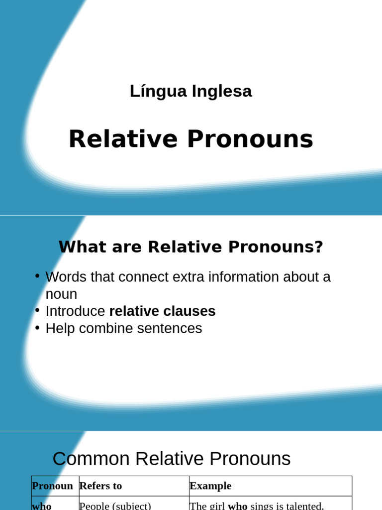 Understanding Relative Pronouns in English | PDF | Pronoun | Subject ...