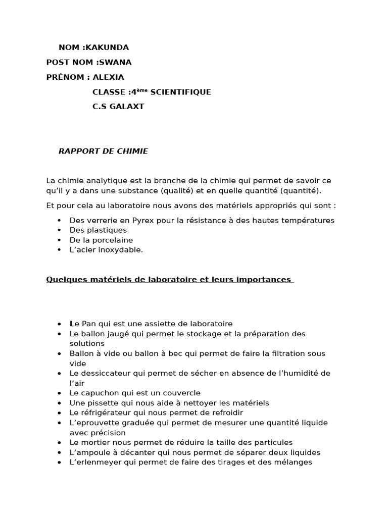 Matériel de laboratoire en chimie analytique | PDF