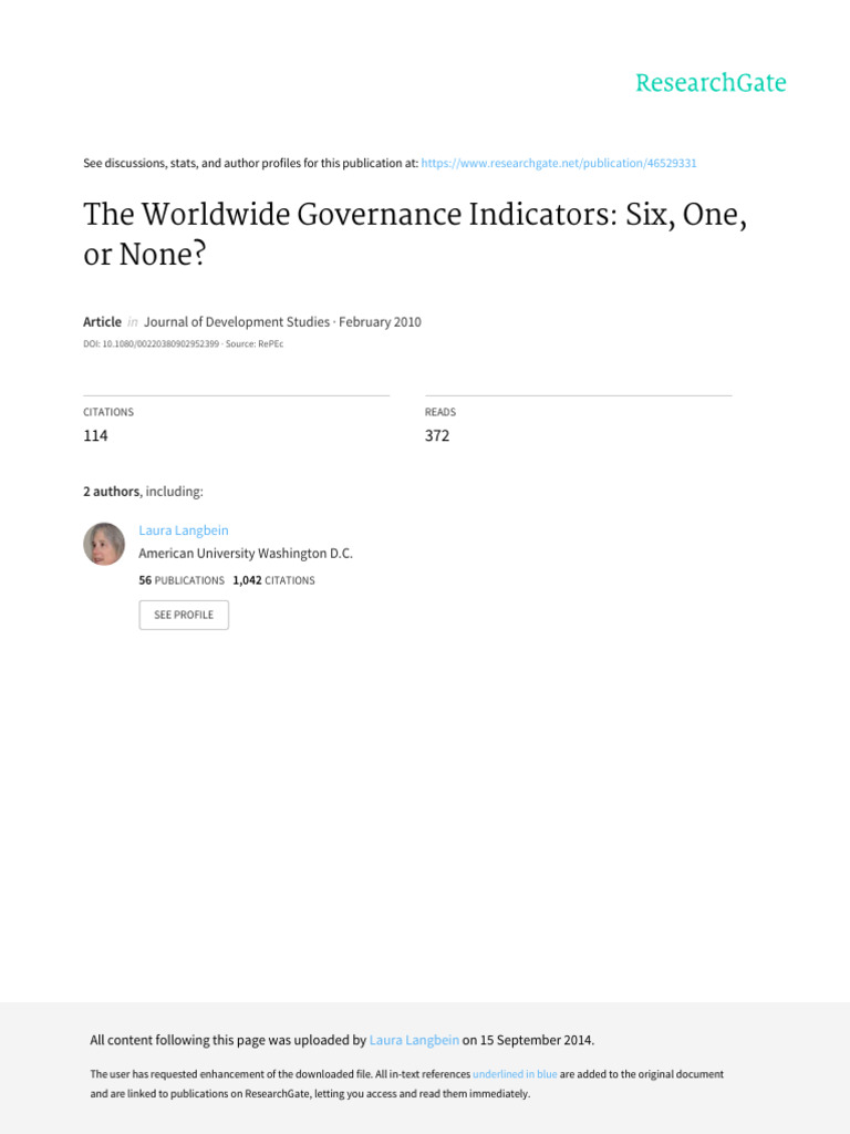 Governance Indicators: Analysis and Critique | PDF | Causality ...