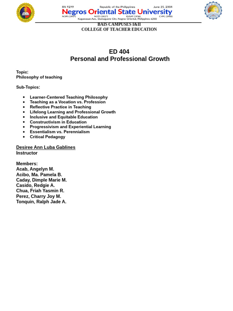 ED 404 Group 1 Handout | PDF | Constructivism (Philosophy Of Education ...