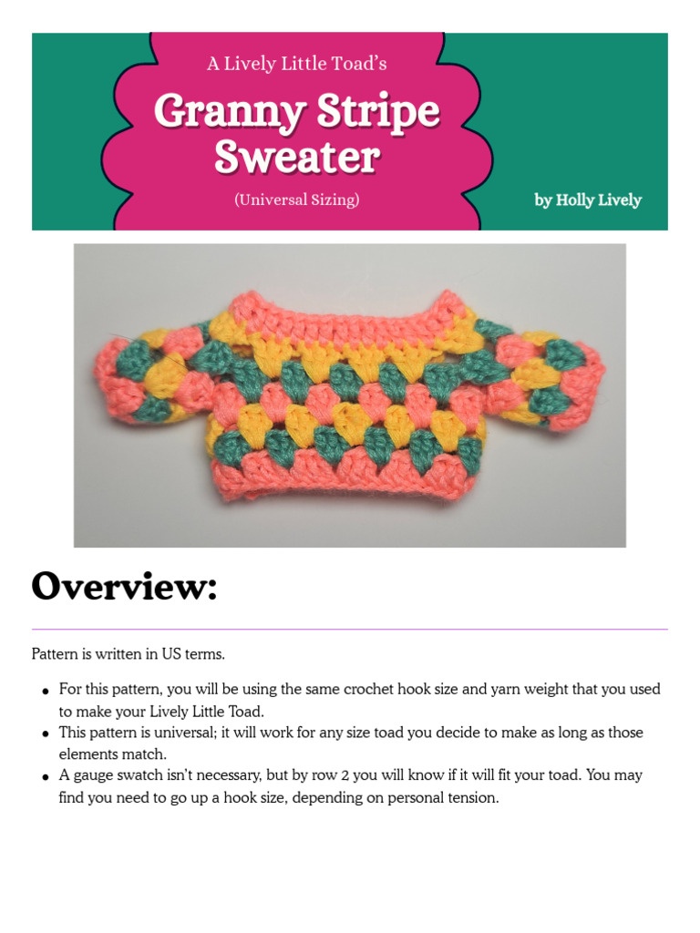 Crochet Granny Stripe Sweater Pattern | PDF | Crochet | Crafts