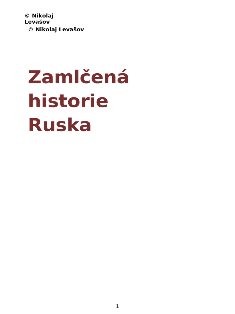 Zamlčená Historie Ruska - Nikolaj Levašov (A4) | PDF