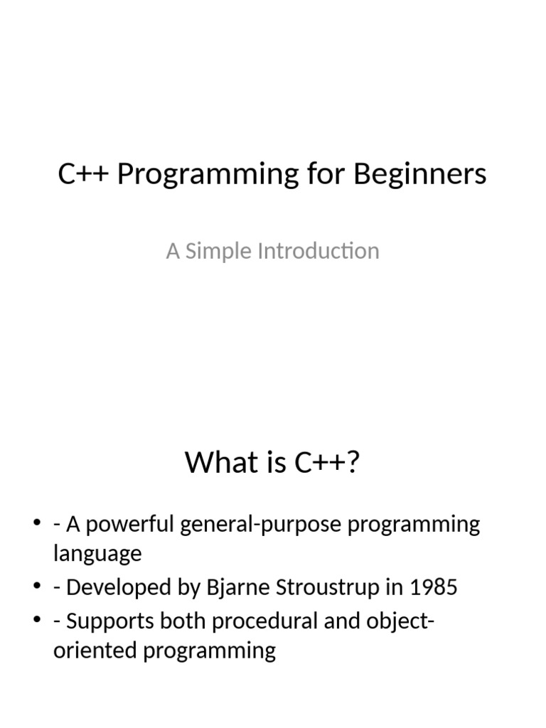 CPP Programming Beginners Presentation | PDF