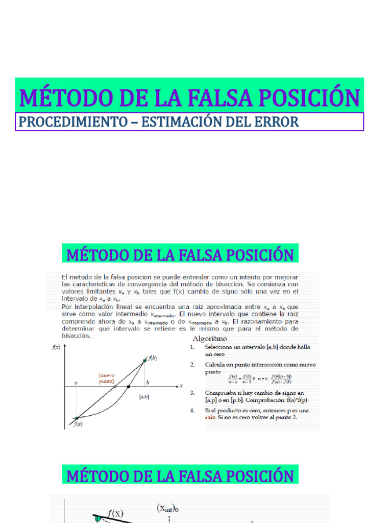 Método de Falsa Posición: Error y Aplicación | PDF