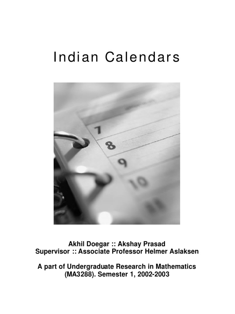 INDIAN CALENDAR - Akhil Doegar and Akshay Prasad | PDF | Zodiac | Calendar