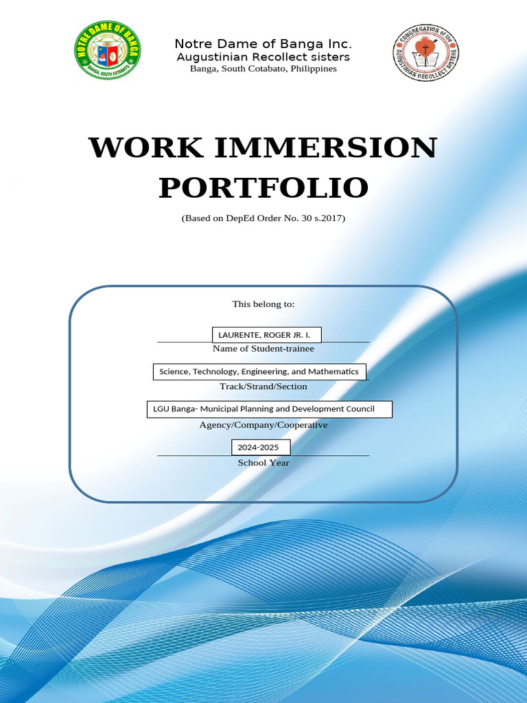 Work Immersion Portfolio | PDF | Curriculum