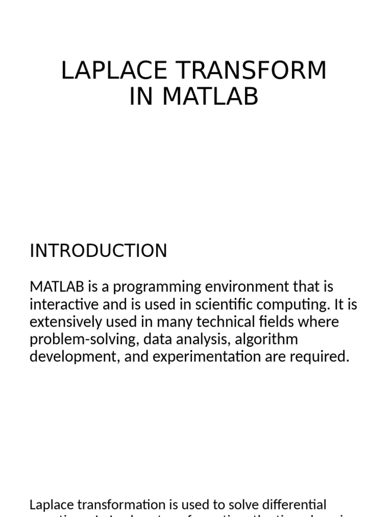 Laplace Transform in Matlab | PDF