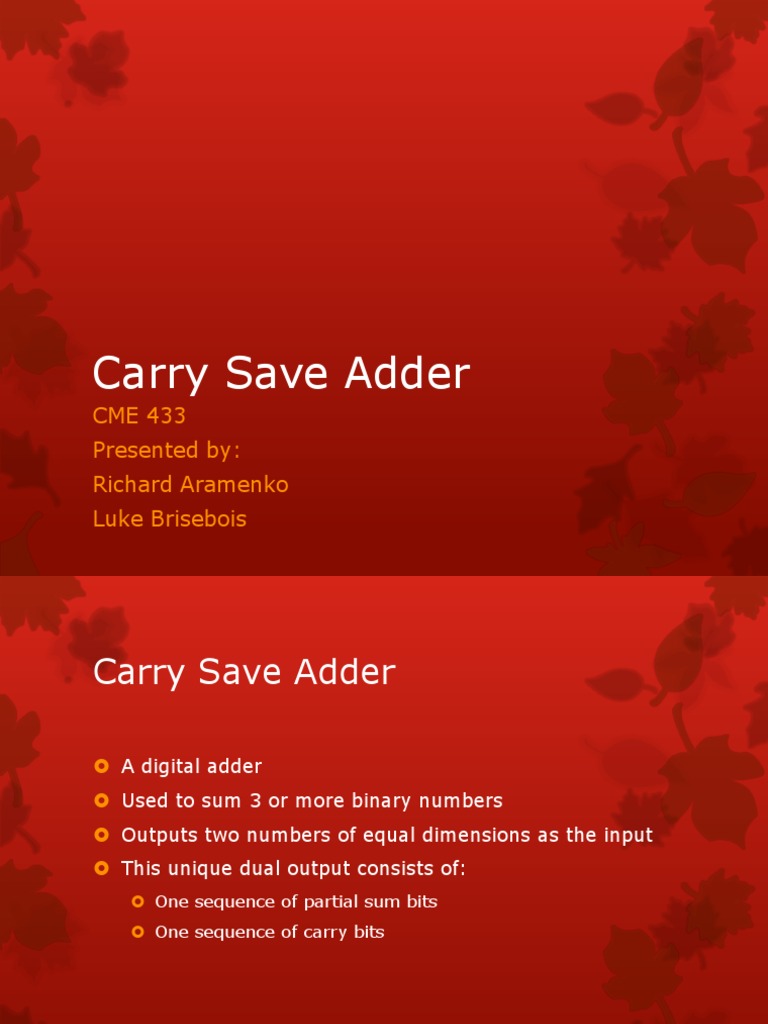 Carry Save Adder | PDF | Electronic Design | Electronic Circuits