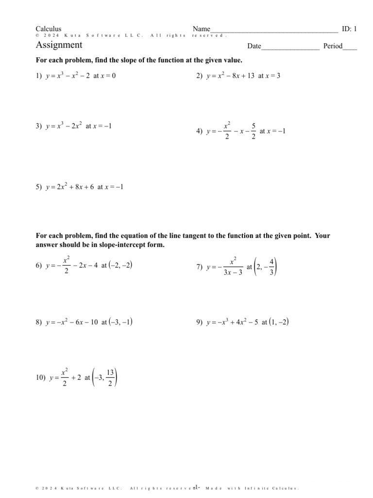 Differentiation - Finding Slope, Tangent and Normal With Answers | PDF ...