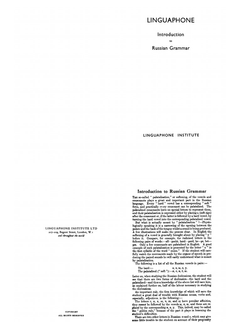 Introduction To Russian Grammar | PDF