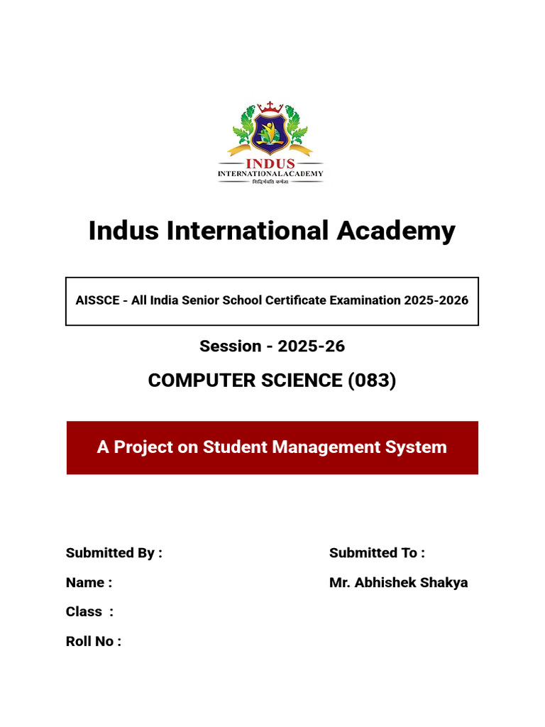 Student Management System Project | PDF | Computer Science | Computer ...