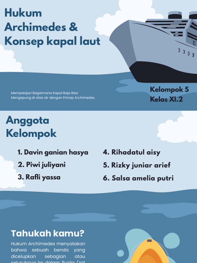 Kapal Laut Dan Prinsip Archimedes Presentasi Biru Putih Gaya Ilustrasi ...