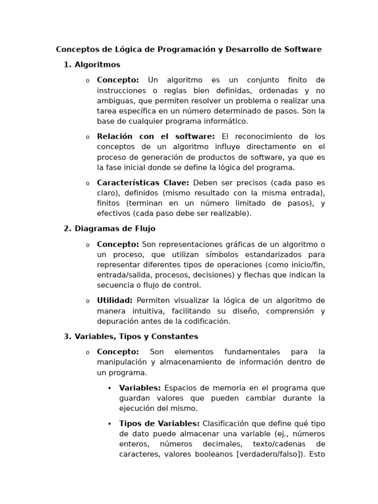 Conceptos de Lógica de Programación y Desarrollo de Software | PDF | Programación de ...