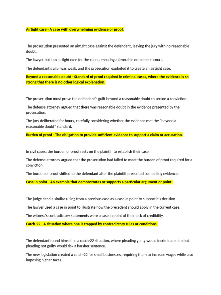 Law Expressions | PDF | Burden Of Proof (Law) | Fifth Amendment To The ...