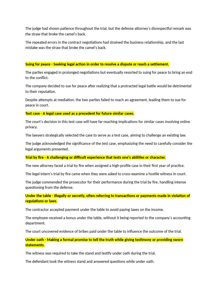 Law Expressions 2 | PDF | Witness | Trials