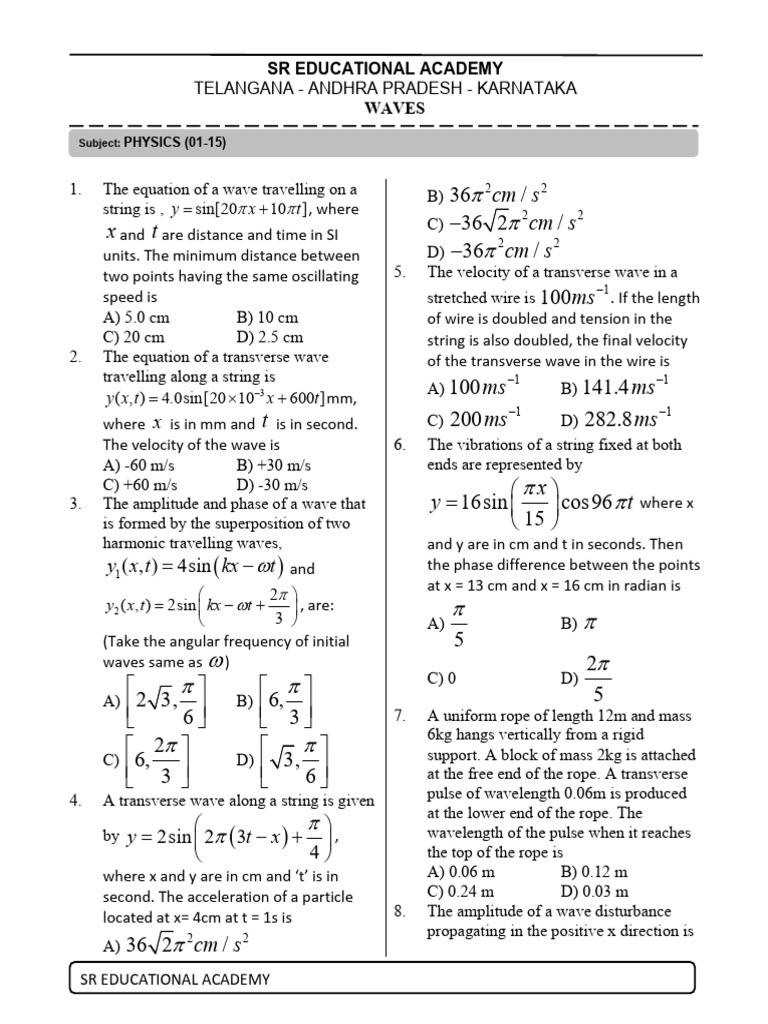 Wave Physics Questions and Answers | PDF | Waves | Physical Phenomena