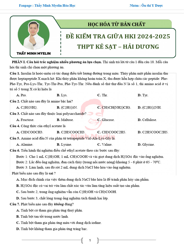 HÓA-12-GIỮA-KỲ-1-THPT-KẺ-SẠT-HẢI-DƯƠNG | PDF
