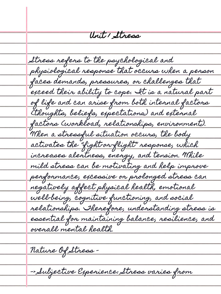 Stress Management Notes | PDF
