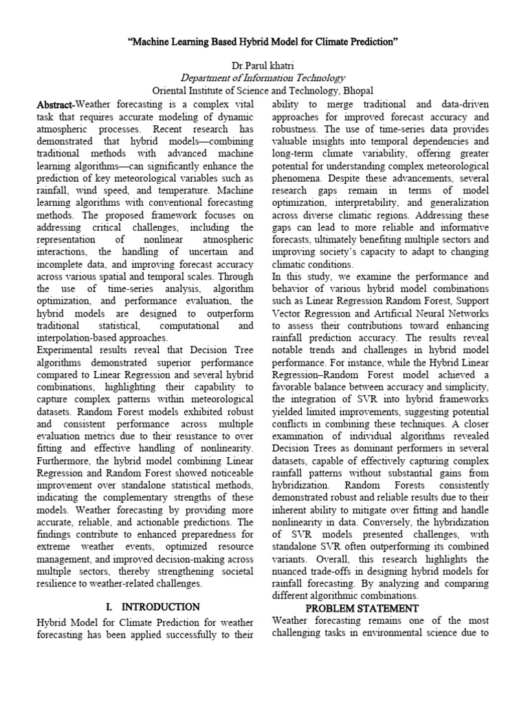 Hybrid Machine Learning for Climate Prediction | PDF | Machine Learning ...