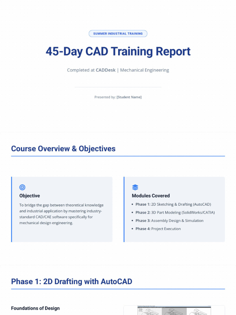 45 Days CAD Training Report | PDF