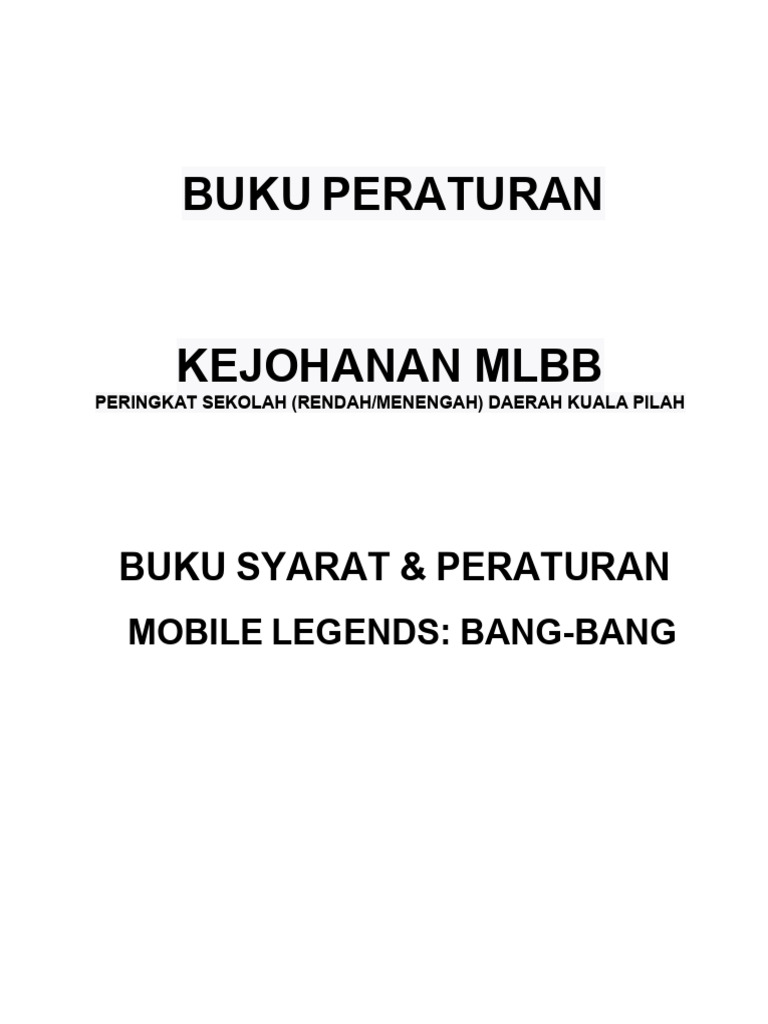 RNR Kejohanan MLBB Sekolah Daerah Kuala Pilah | PDF