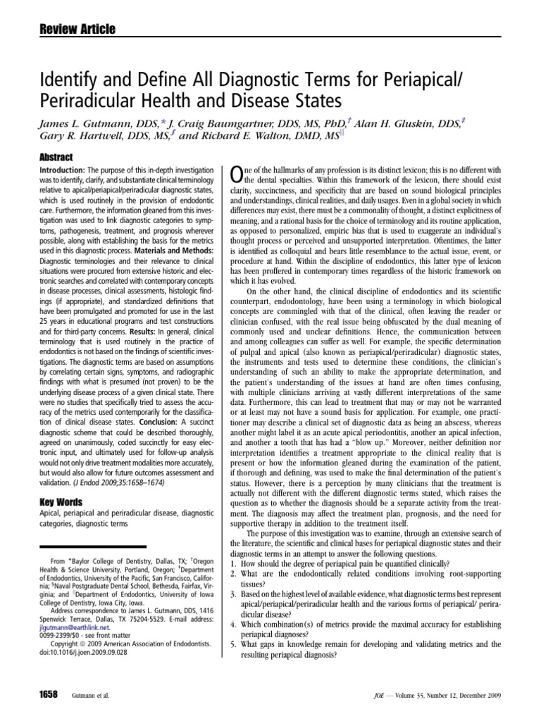 Periapical Diagnostic Terms Explained | PDF | Pain | Periodontology