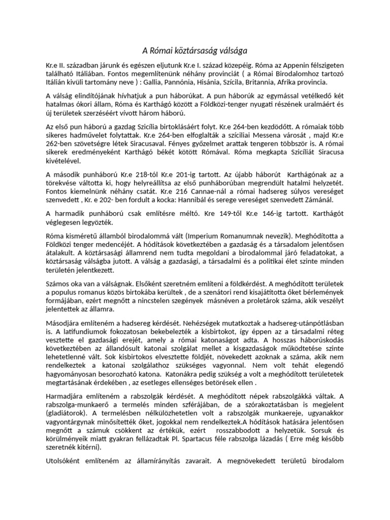 A Római Köztársaság Válsága | PDF