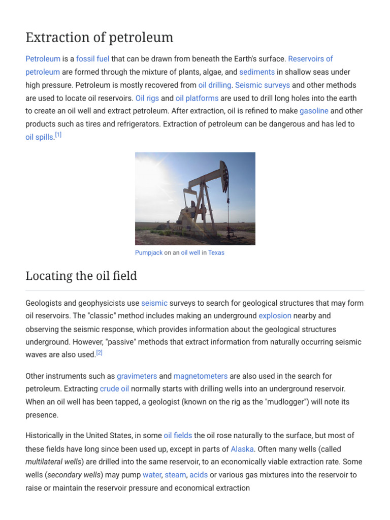 Extraction of Petroleum - Wikipedia | PDF | Extraction Of Petroleum ...