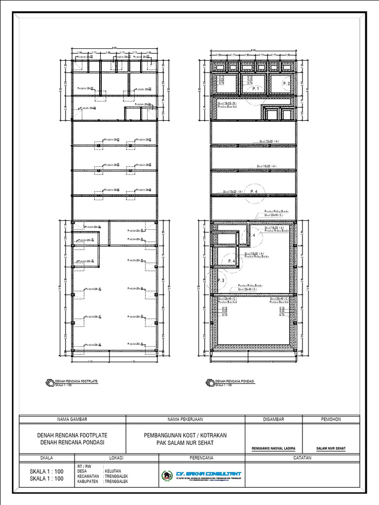 Rencana Pondasi dan Footplate Kost | PDF