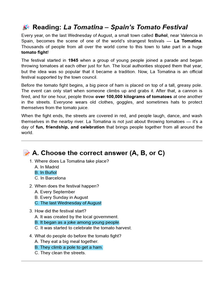 Tomatina S Reading | PDF | Festival | Entertainment Events
