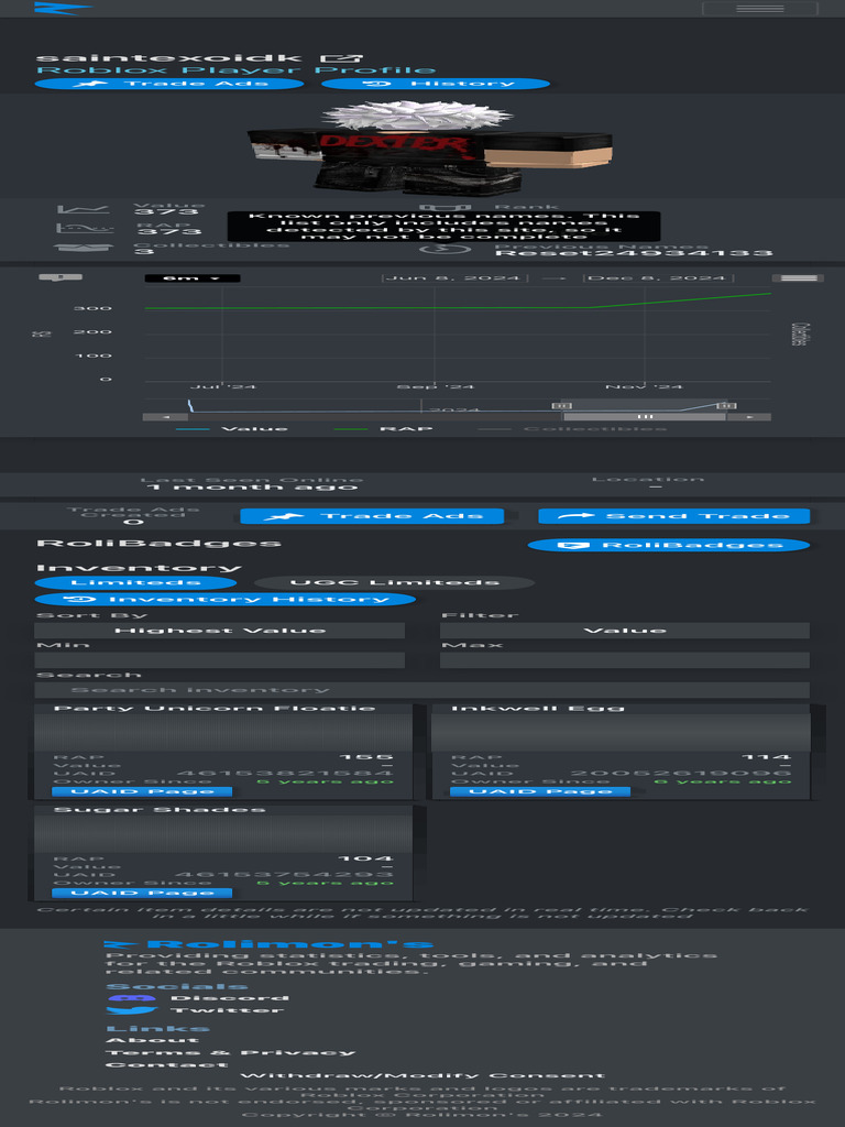 Super Roblox Player Profile - Rolimon's | PDF | World Wide Web ...