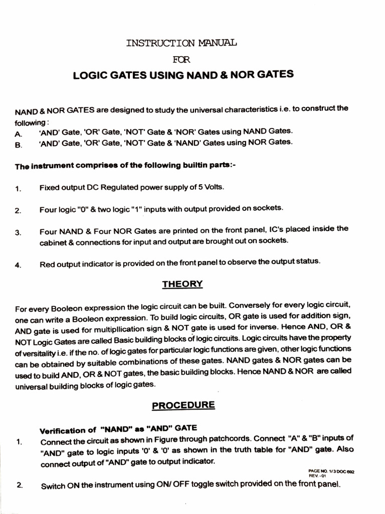 Logic Gates Using NAND & NOR Gates | PDF | Logic Gate | Boolean Algebra