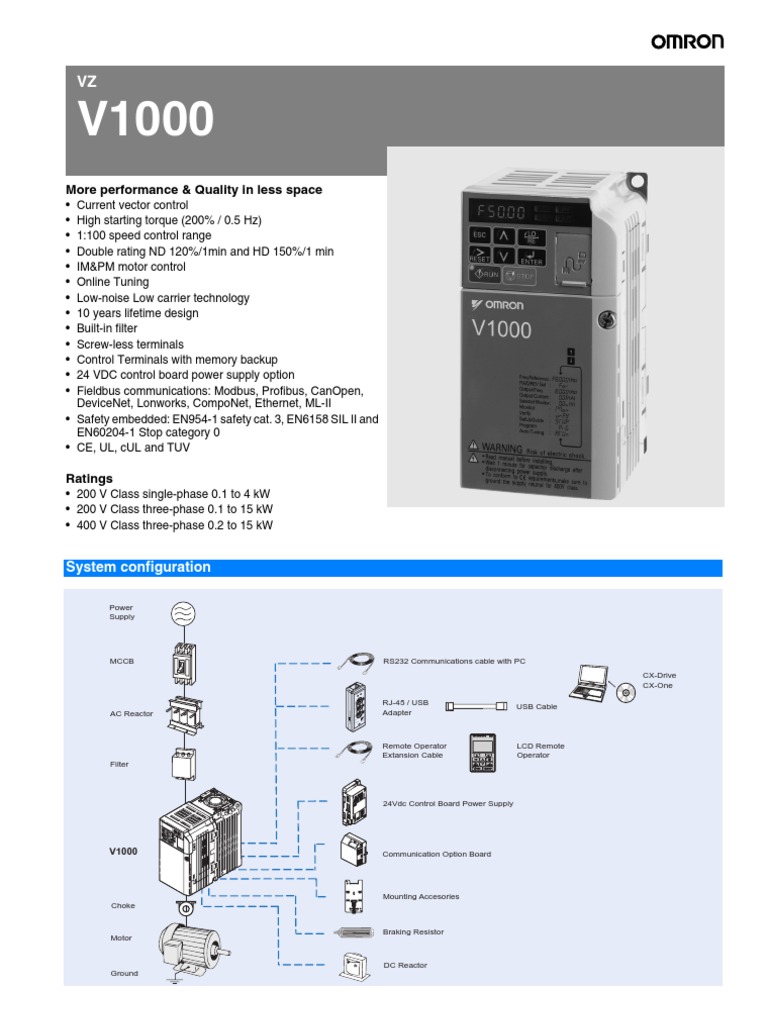 Omron - V1000 - Datasheet | PDF | Power Inverter | Power Supply