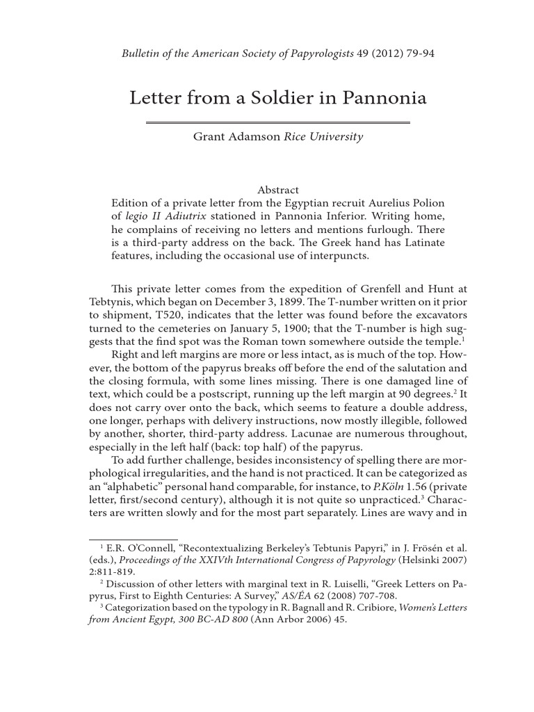 Letter From A Soldier in Pannonia | PDF | Linguistics | Greek Alphabet