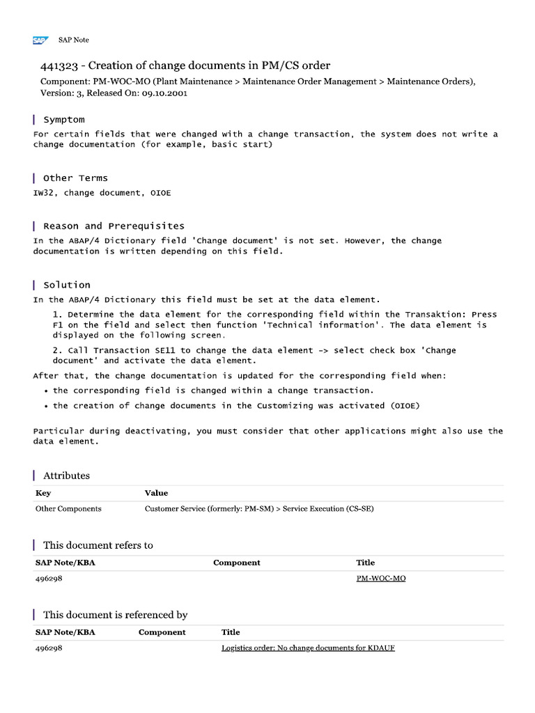 Sap Note 441323 | PDF