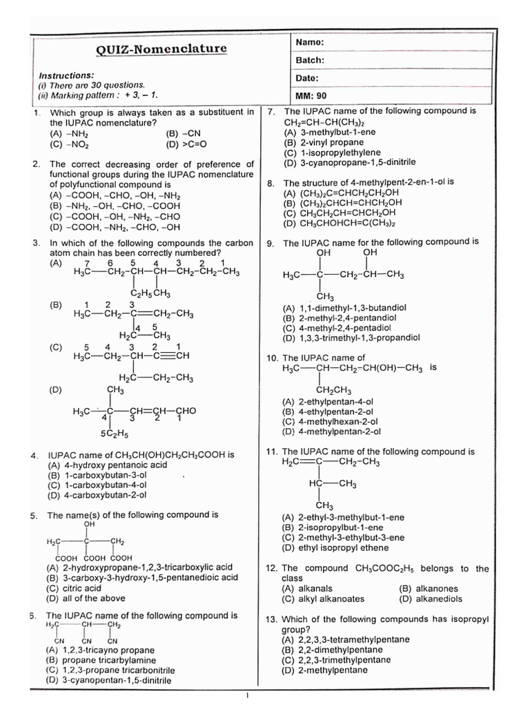 Iupac Nomenclature | PDF