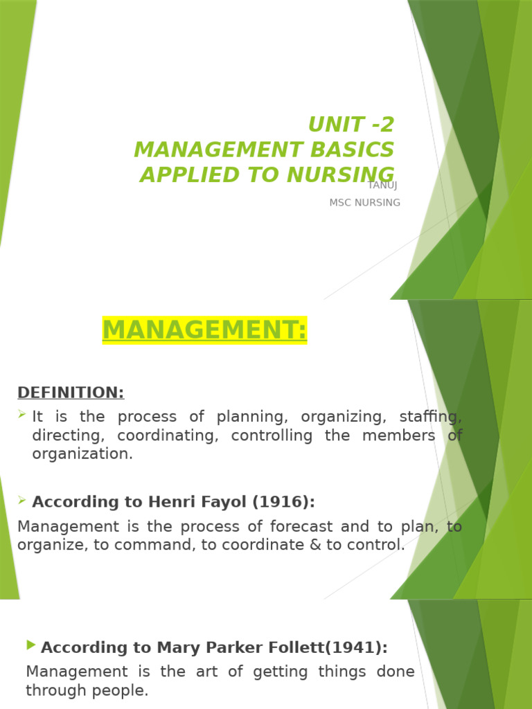 Unit 2 Management Basics Applied To Nursing | PDF | Business