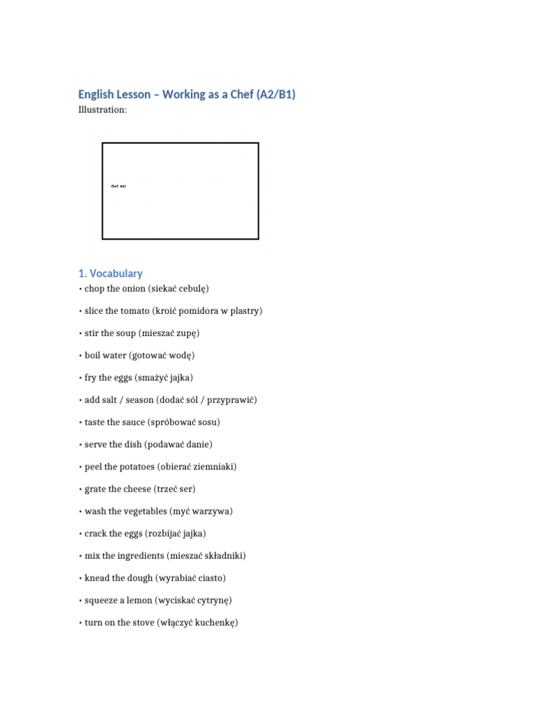 English Chef Lesson Translated | PDF
