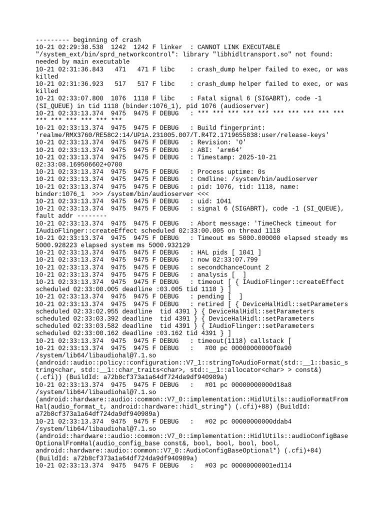Audioserver Crash Log Analysis | PDF | System Software | Software ...