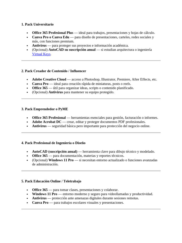 Paquete de Productos VK | PDF | Software | Informática