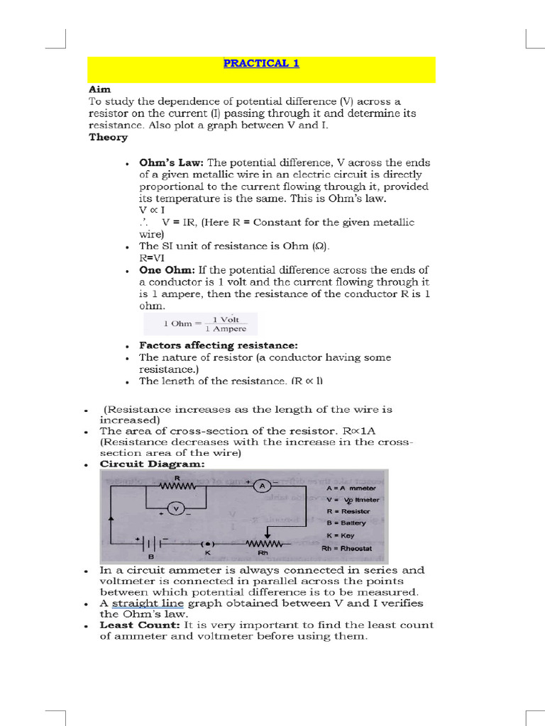 Term 2 Physics Practicals CLASS X | PDF
