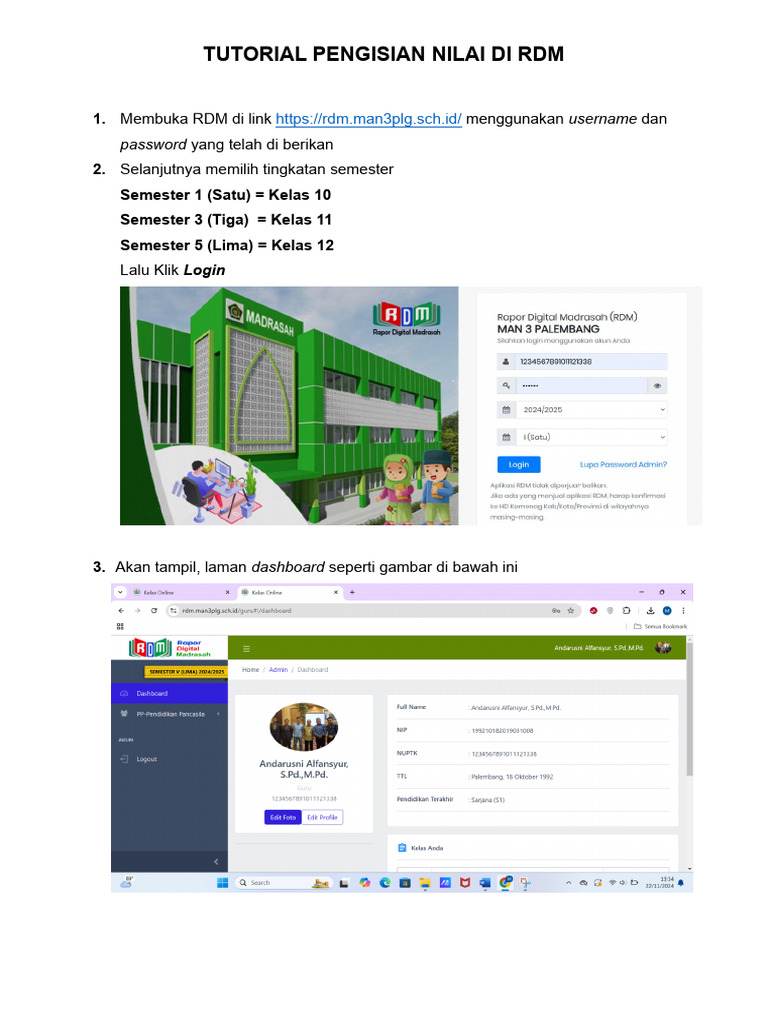 Tutorial Pengisian Nilai Di RDM | PDF