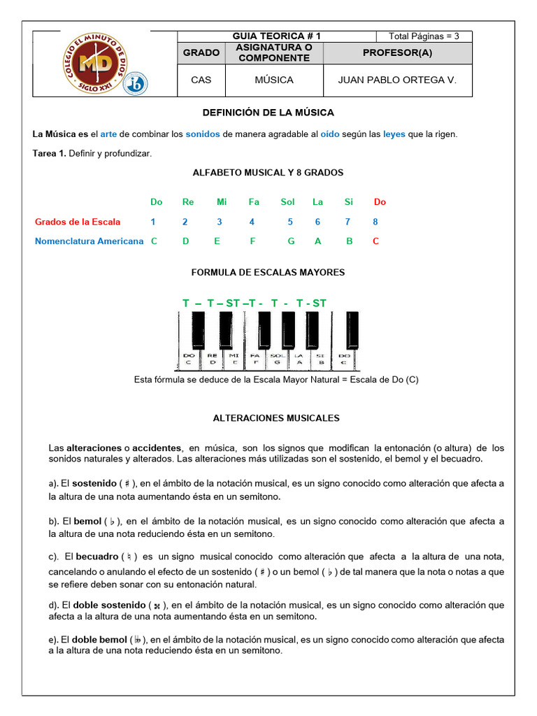 Definición y Escalas Musicales Básicas | PDF | Escala (música ...
