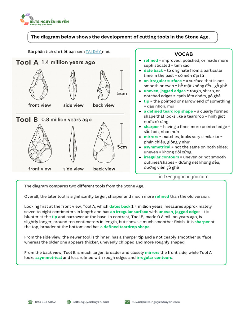 IELTS Writing Task 1 Process - Stone Age Cutting Tools | PDF