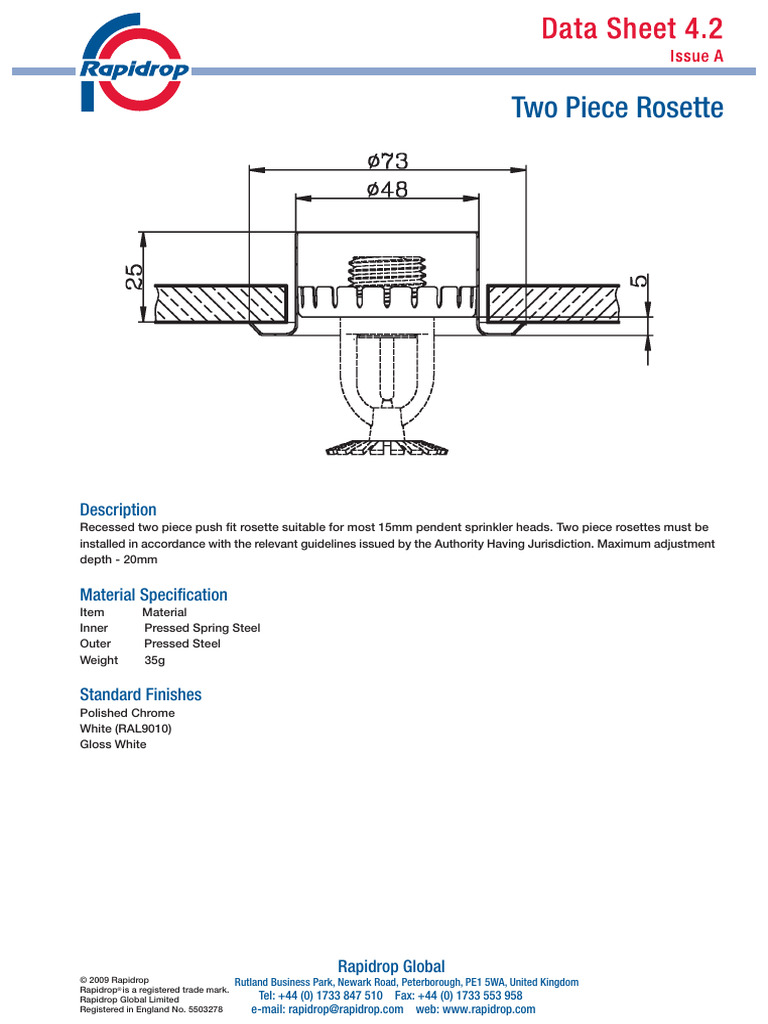 Two Piece Push Fit Rosette for Sprinklers | PDF