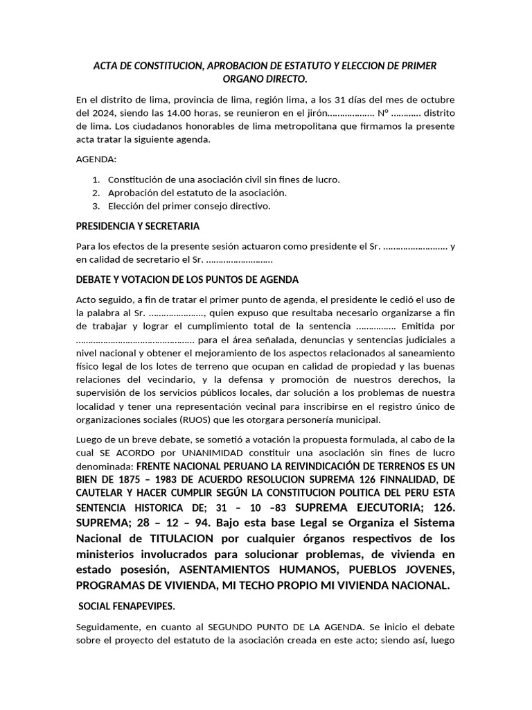 ACTA DE CONSTITUCION[1] | PDF | Sentencia (ley) | Perú